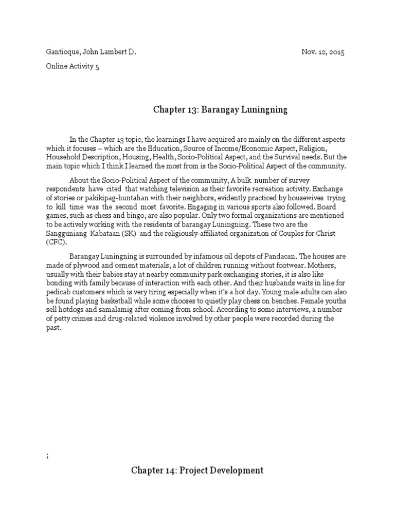 Chapter 13: Barangay Luningning | PDF