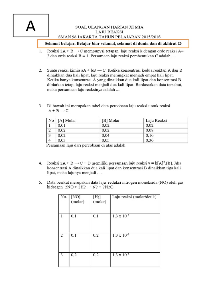 Soal Ulangan Harian Laju RX | PDF