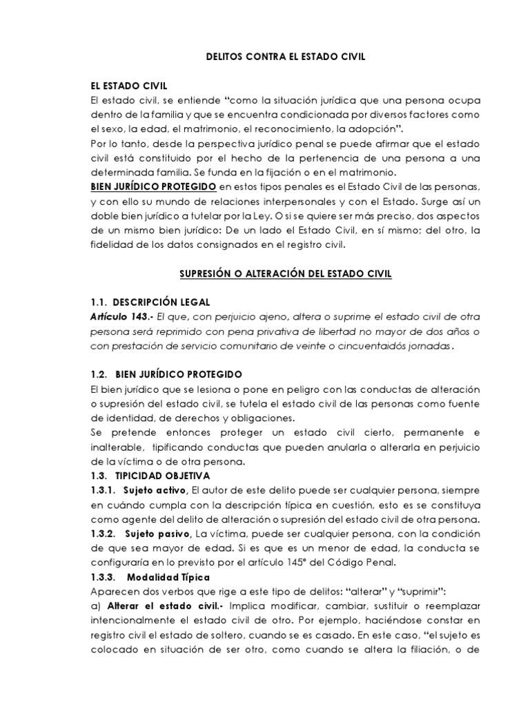 Delitos Contra El Estado Civil | PDF | Delito | Derecho penal