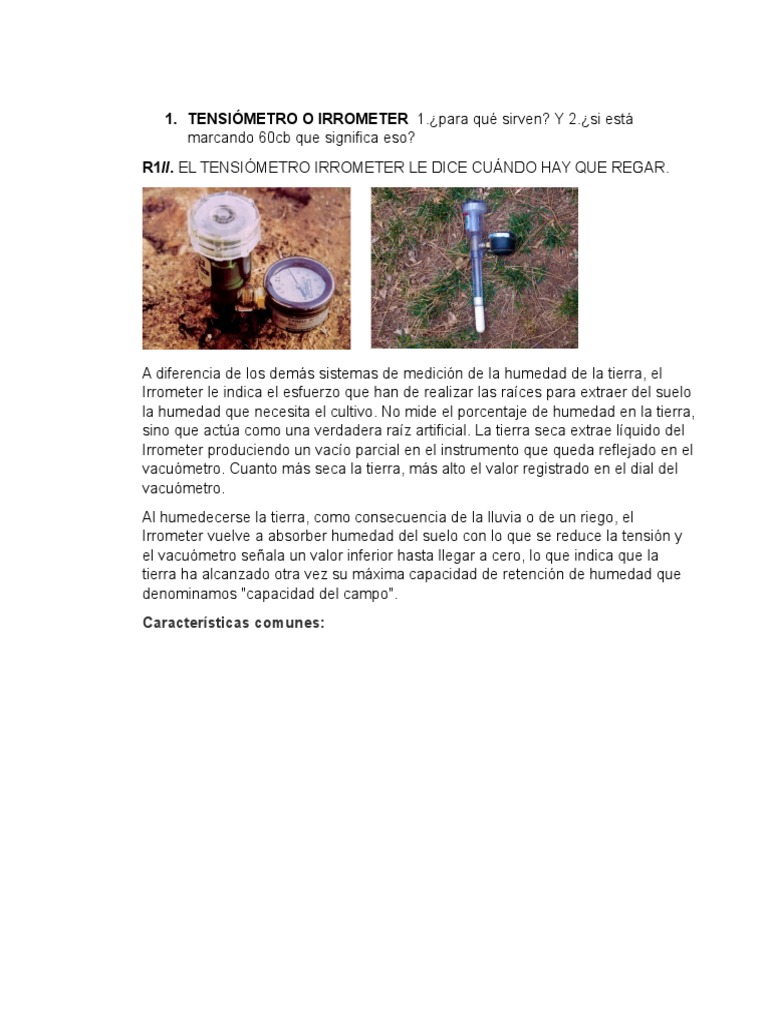 Tensiómetro o Irrometer 1 | PDF | Riego | Agricultura