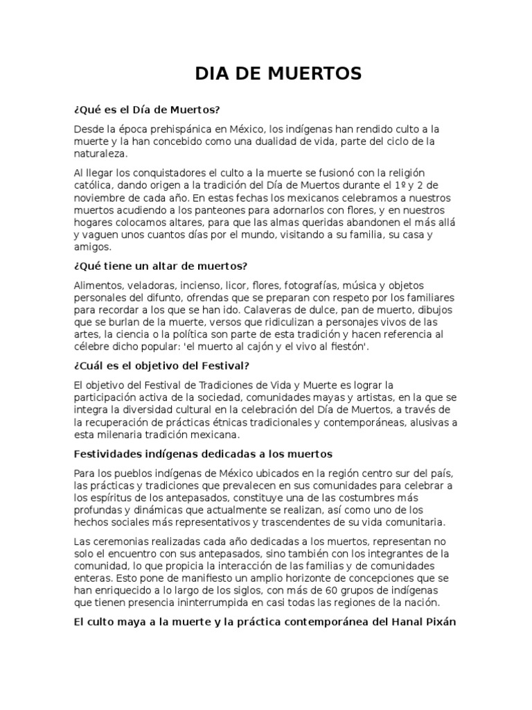 Dia de Muertos | PDF | Rituales | Religión y creencia