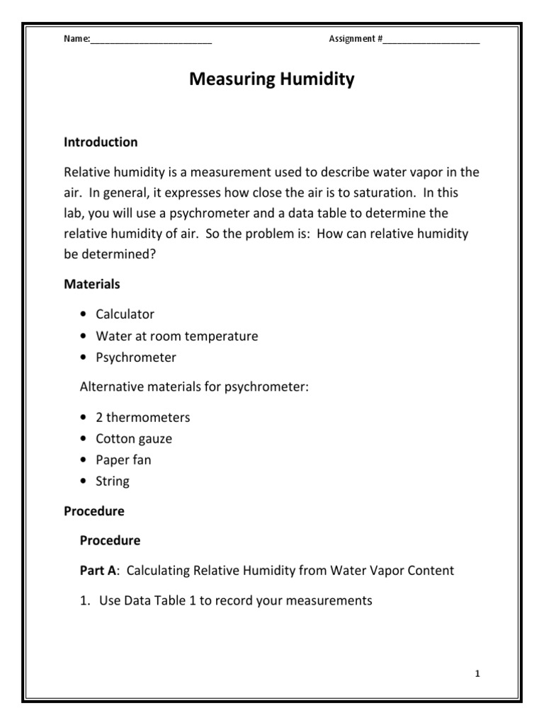 5.2.2 Lab Measuring Humidity | PDF | Humidity | Relative Humidity