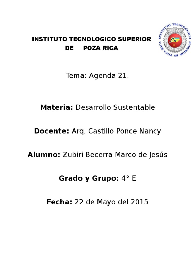 Agenda 21 | PDF | Desarrollo sostenible | Naciones Unidas