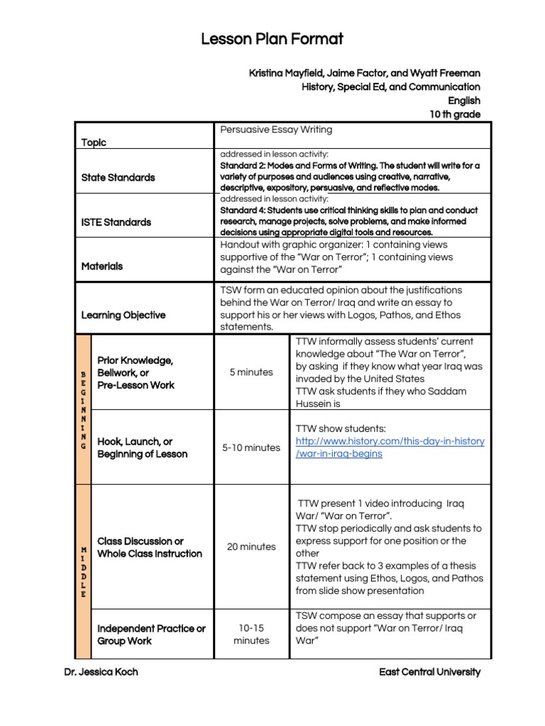 War on Terror Essay Lesson Plan | PDF