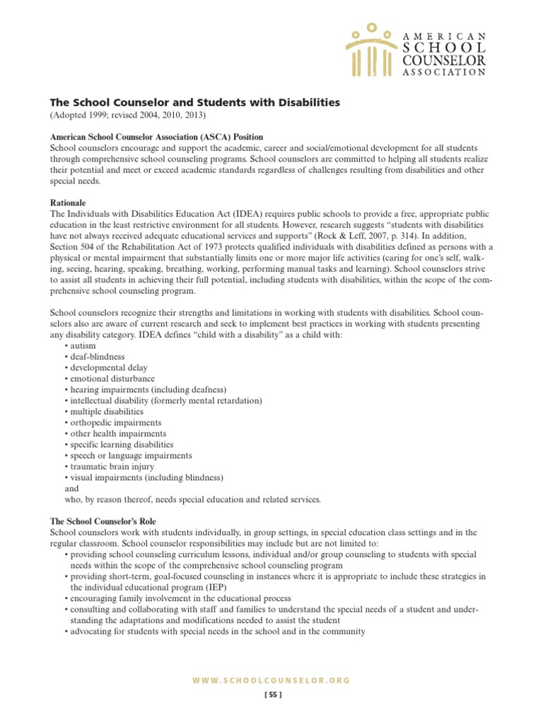 School Counselor and Students With Disabilities | PDF | School ...