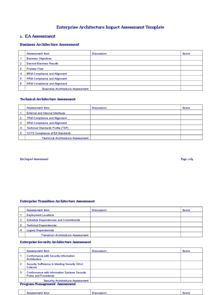 Enterprise Architecture Impact Assessment Template | PDF