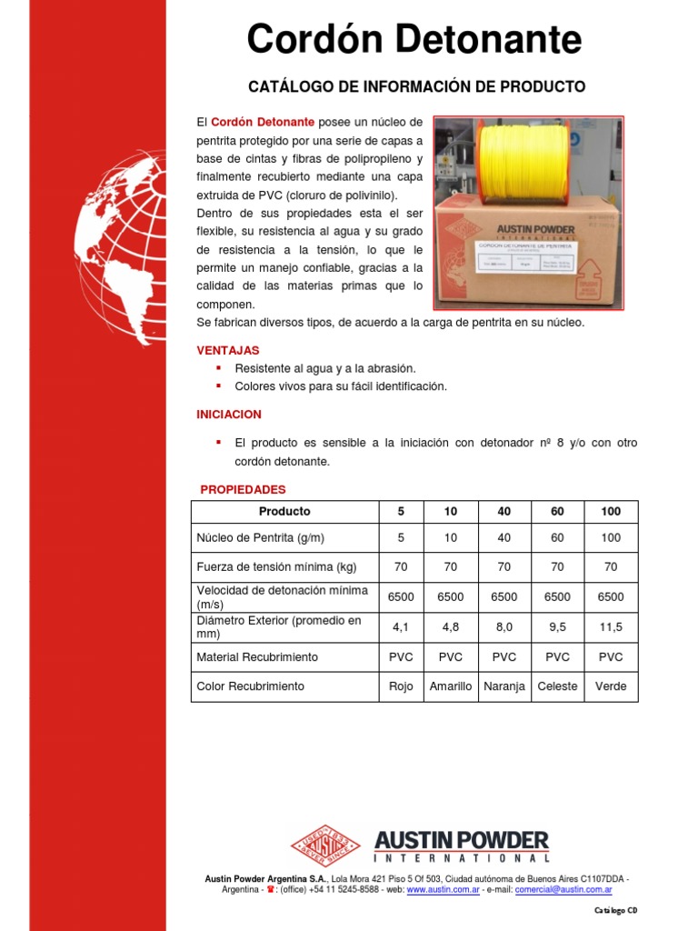 Información sobre Cordón Detonante | PDF | Material explosivo | Cloruro ...