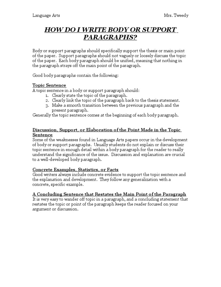 How Do I Write Body or Support Paragraphs | PDF | Foreign Language Studies