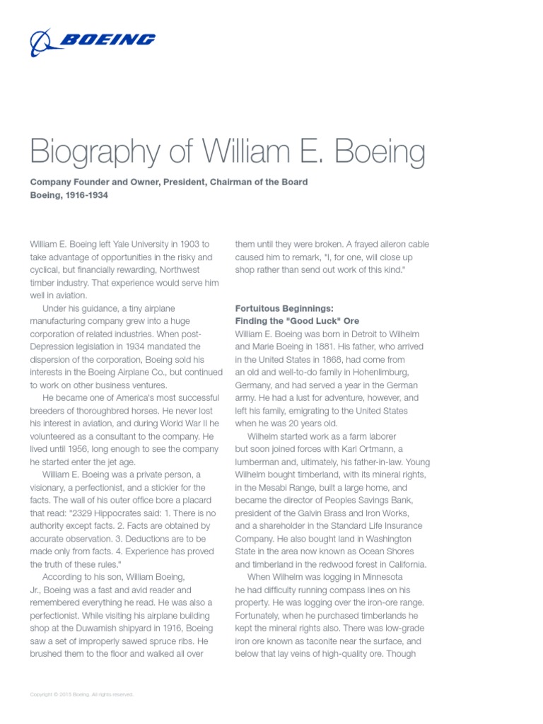 William e Boeing Biography | PDF | Boeing | Aviation