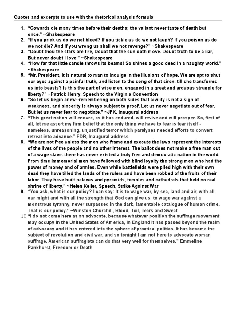 Powerful Quotes for Rhetorical Analysis | PDF | Emmeline Pankhurst ...