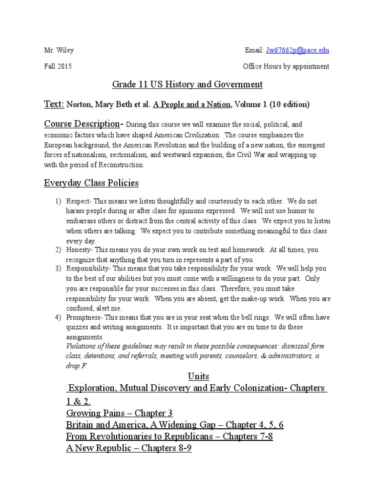 Grade 11 US History Course Overview | PDF | Social Science