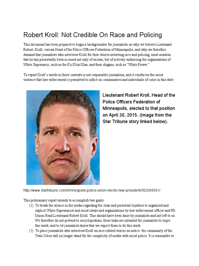 Minneapolis Police Union President Lt Bob Kroll, Calls George Floyd a ...