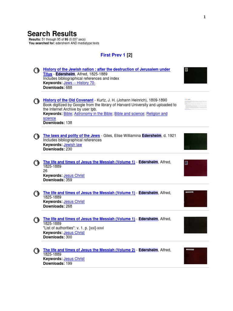 Alfred Edersheim Titles | PDF | Jesus | Jews And Judaism