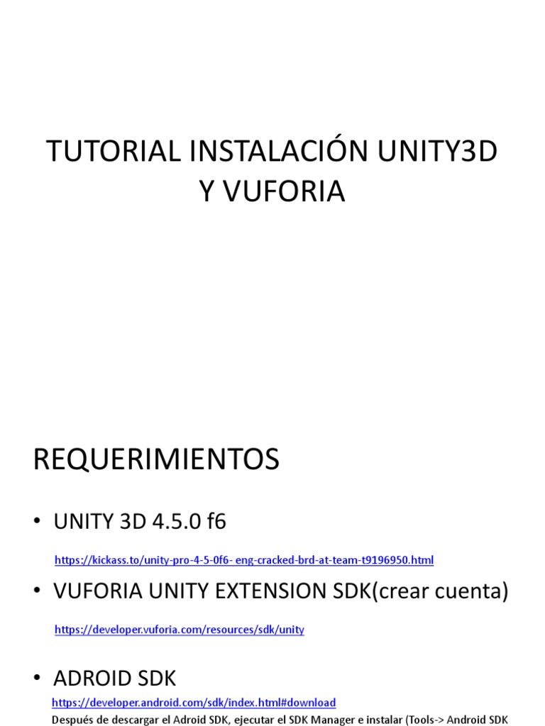 Tutorial Unity3D y Vuforia RA | PDF | Unidad (motor de juego) | Gráficos de computadora 3 D