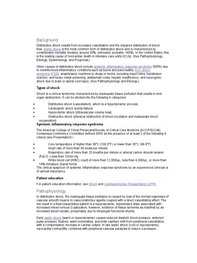 Distributive Shock Pdf Shock Circulatory Sepsis