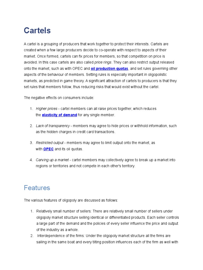 Cartels | PDF | Cartel | Oligopoly