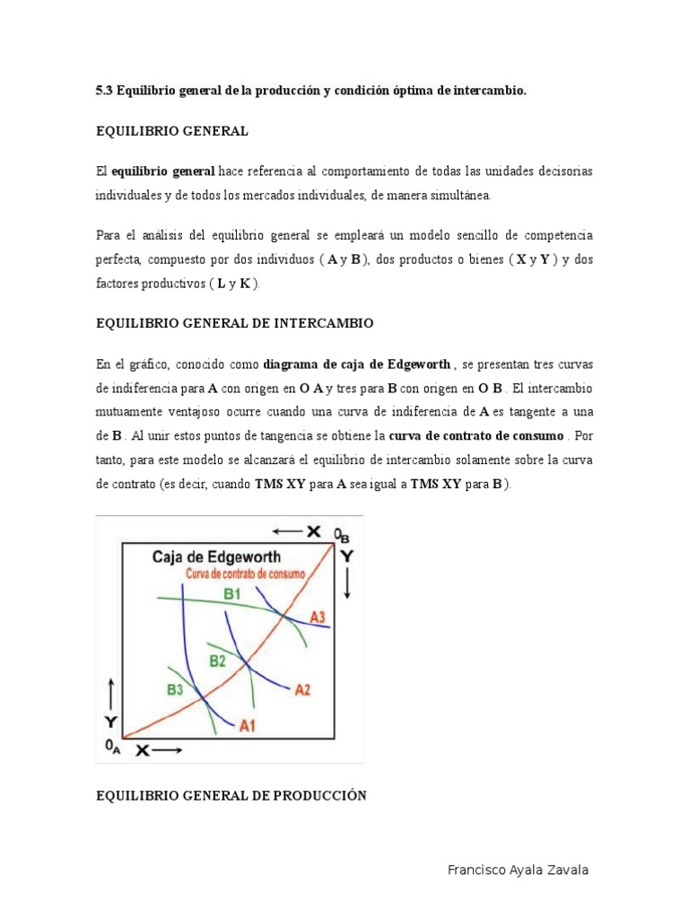 Equilibrio General en Producción e Intercambio | PDF | Teoría del ...
