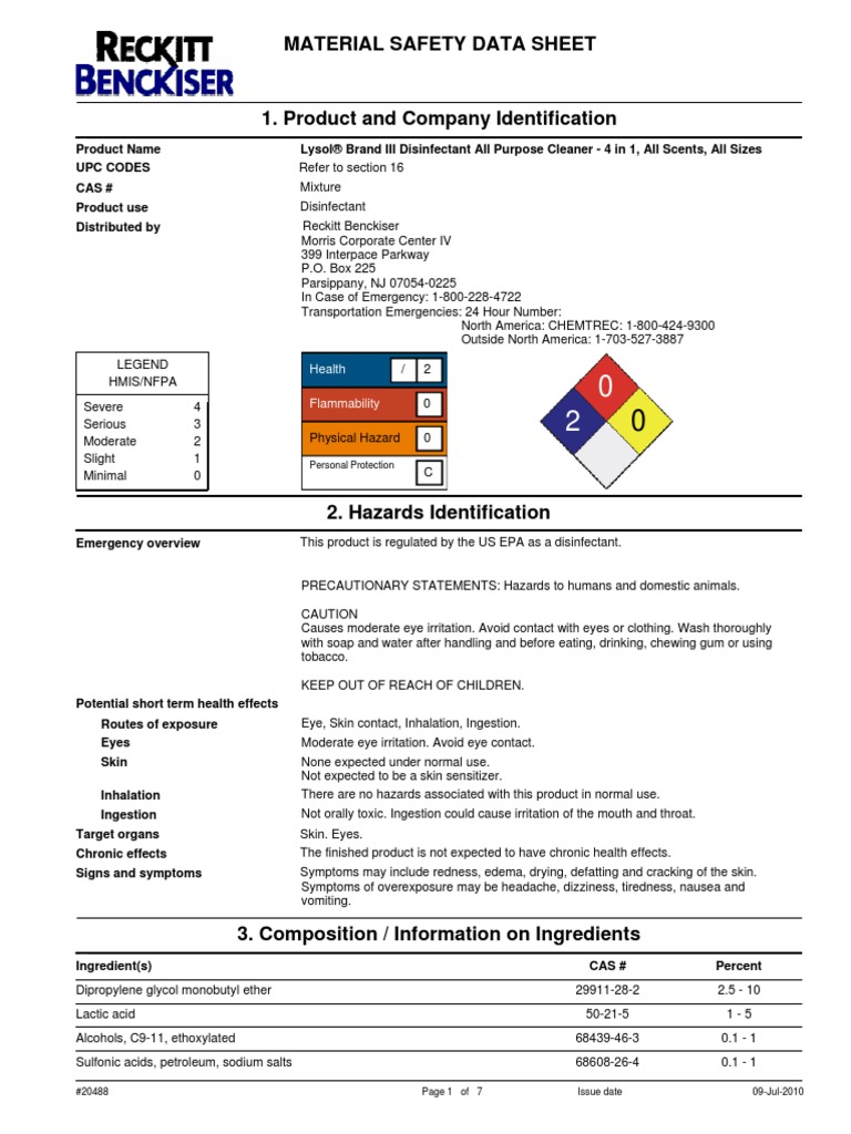 Lysol Brand III Disinfectant All Purpose Cleaner 4 in 1 US English ...