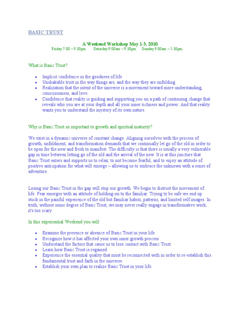 Basic Trust | Download Free PDF | Mental Processes | Cognition