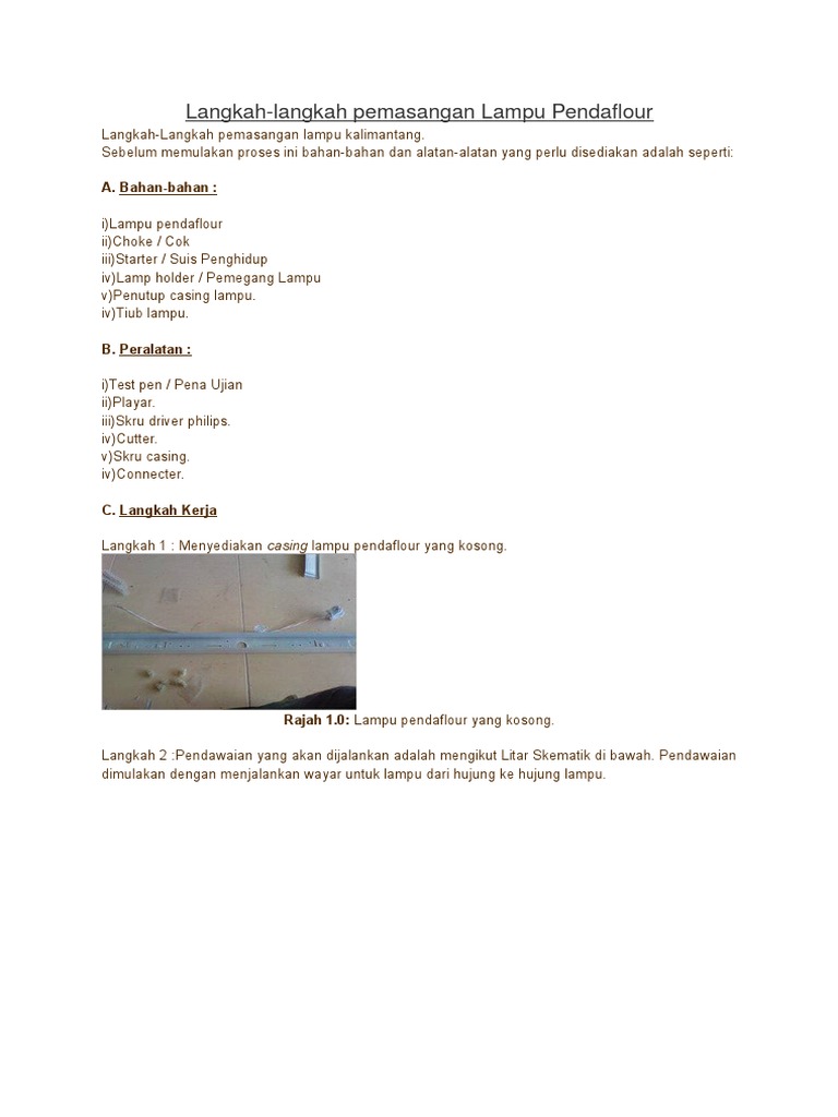 Langkah-Langkah Pemasangan Lampu Pendaflour | PDF
