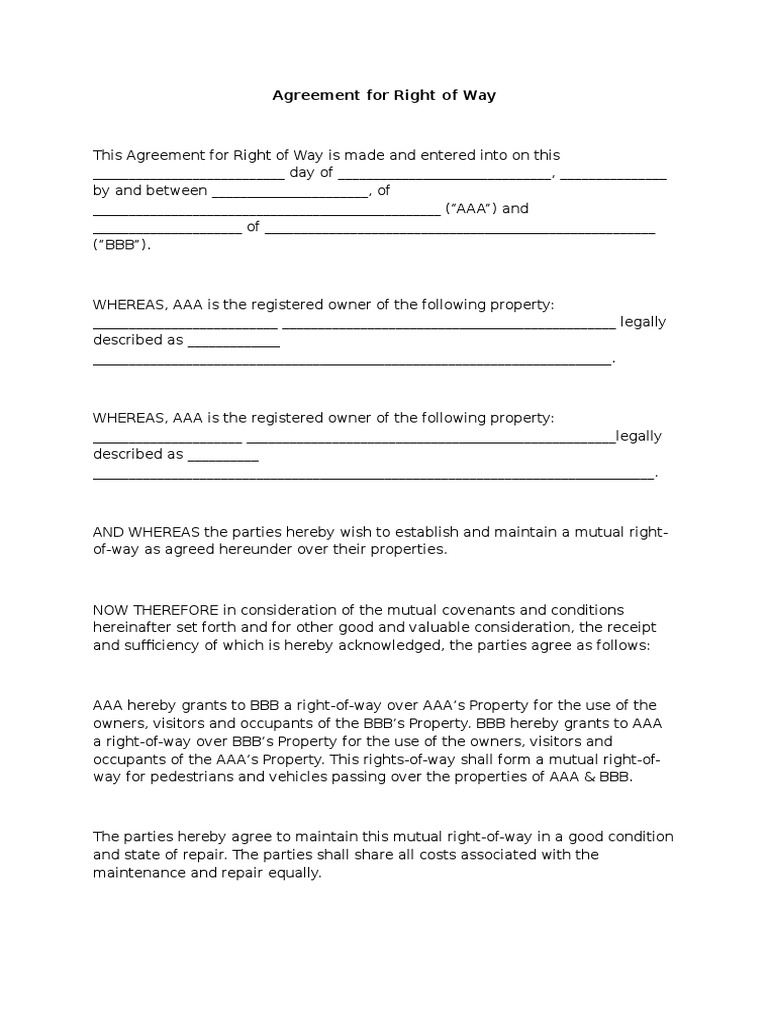 Agreement For Right of Way | PDF