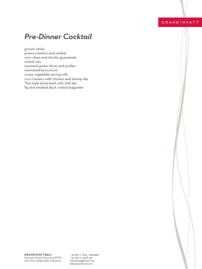 Grand Hyatt Bali Menu Overview | PDF | Sauce | Indonesian Cuisine