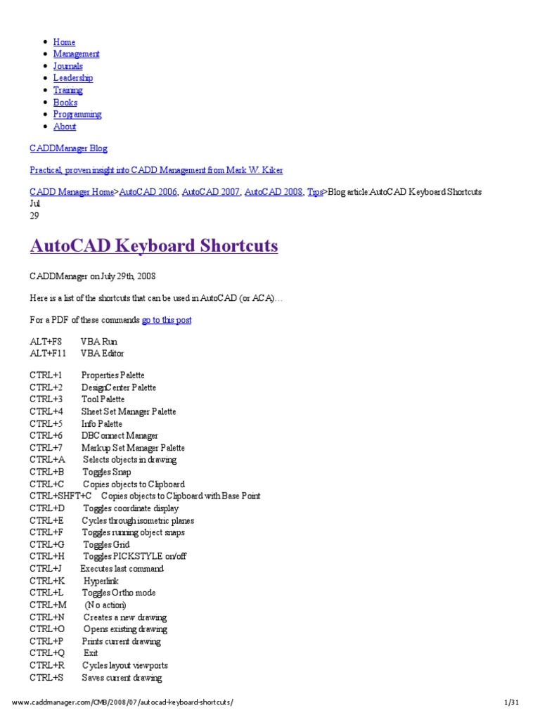 AutoCAD Keyboard Shortcuts | PDF | Autodesk Revit | Autodesk