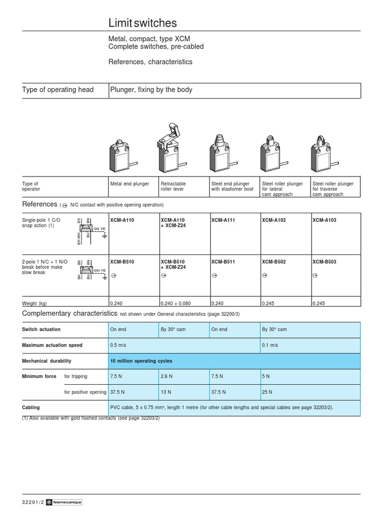 Telemecanique XCM A110 | PDF | Switch | Bearing (Mechanical)