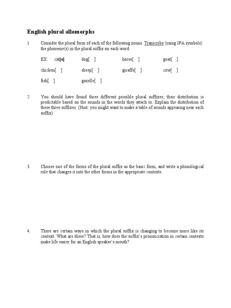 English Allomorphs | PDF | Phoneme | English Language