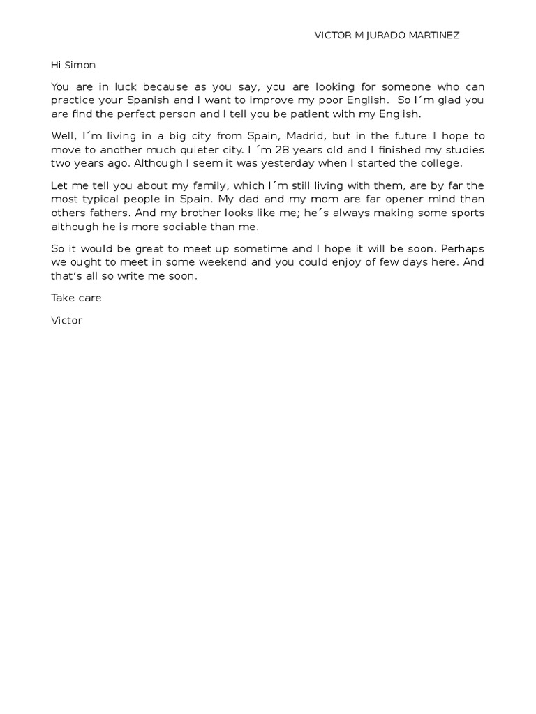 Informal Email Example in English | PDF | Travel | Cooking, Food & Wine