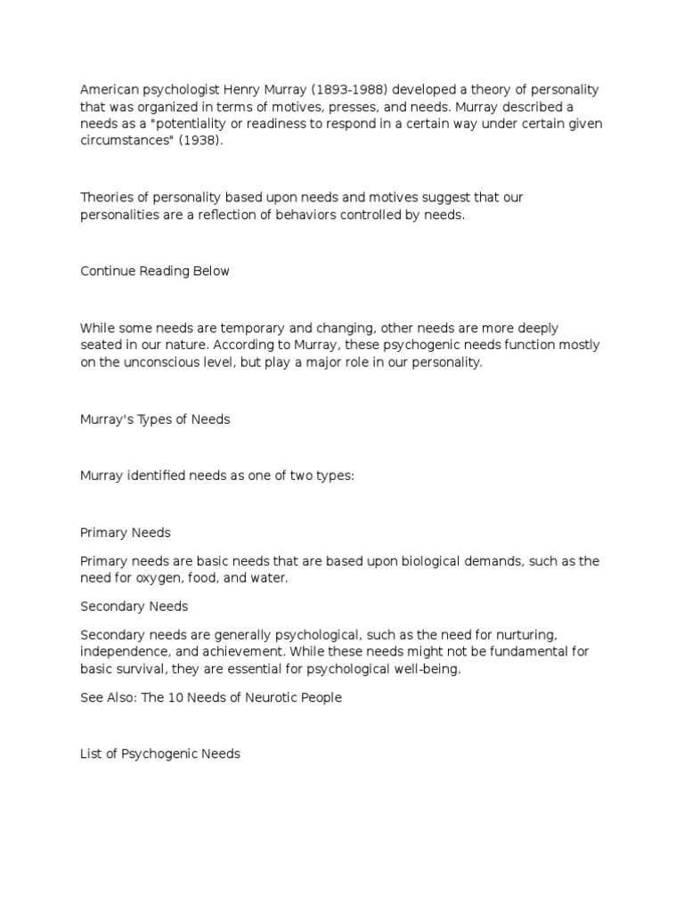 Henry Murray Psychologist Quotes