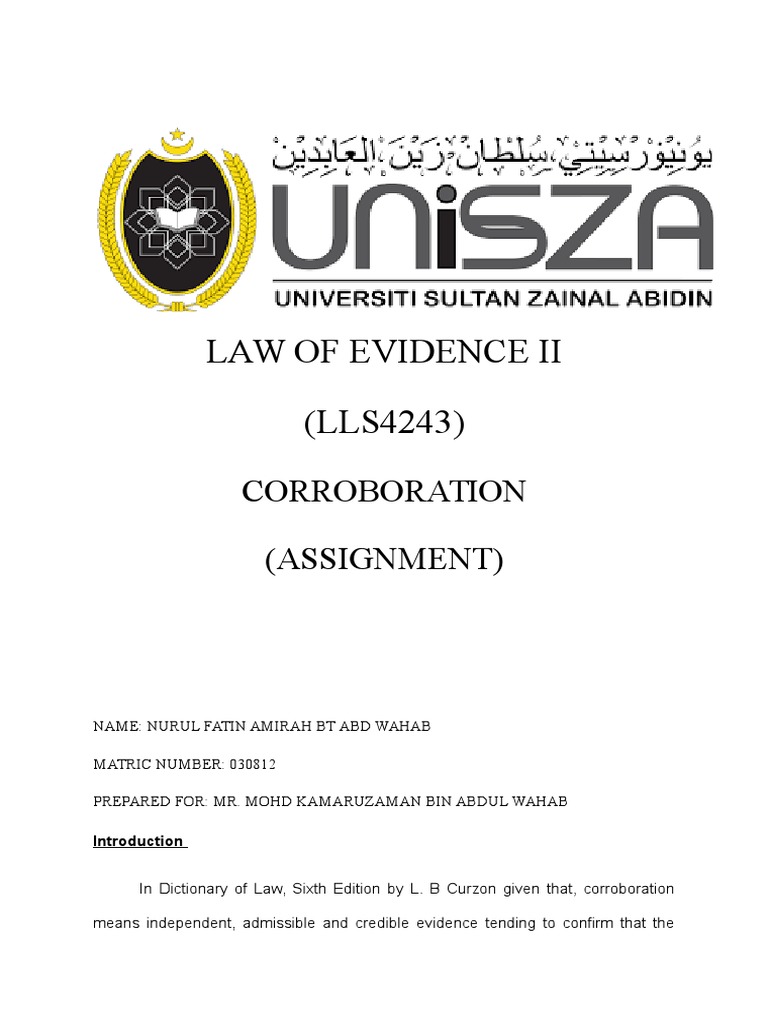 Evidence Law - Corroboration | PDF | Witness | Evidence