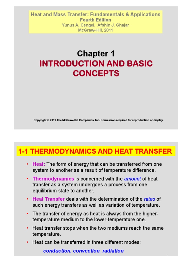 Introduction and Basic Concepts: Heat and Mass Transfer | PDF | Heat ...