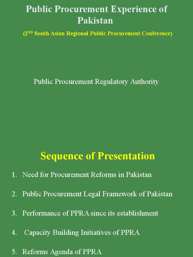 Pakistan PPRA Presentation 2014 | PDF | Pakistan | Government