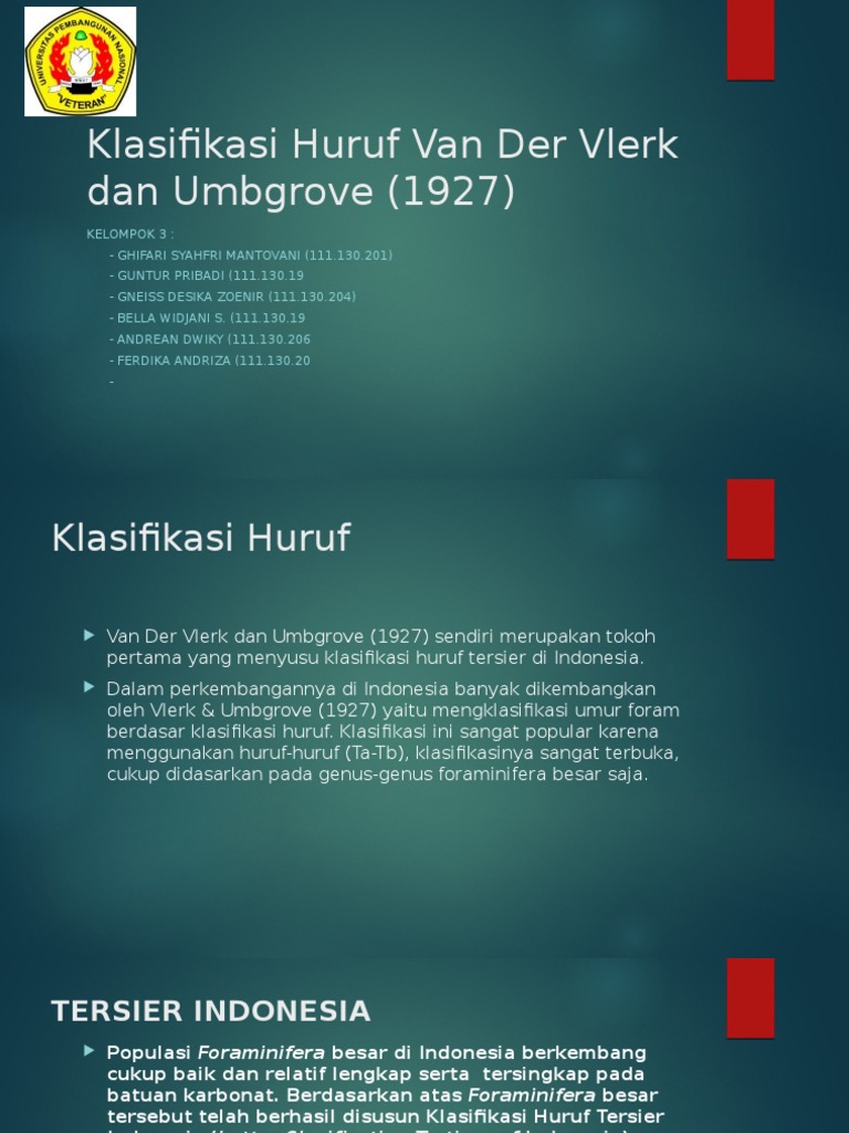 Klasifikasi Huruf Van Der Vlerk Dan Umbgrove ( | PDF
