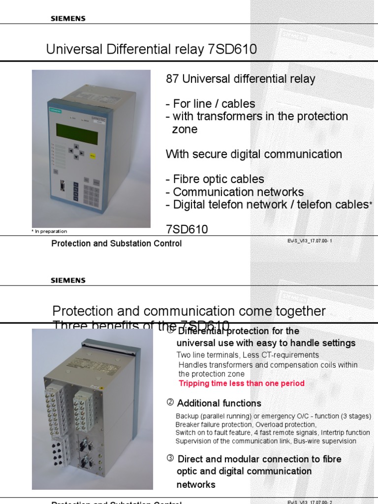 Presentation 7sd610 en | PDF | Electrical Substation | Relay