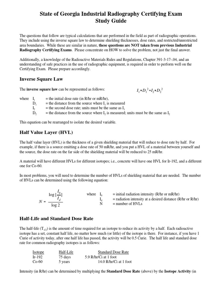 Ga Irrsp Study Guide | Radioactive Decay | Radiography