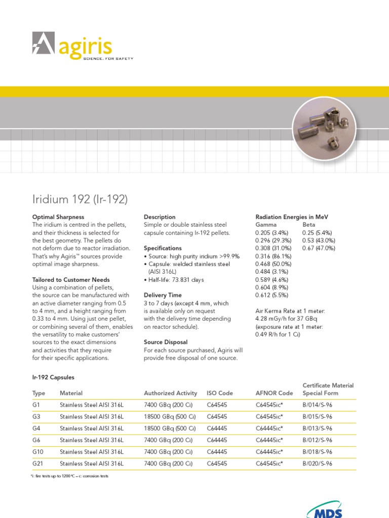 IR-192 Isotope Facts | PDF | Radioactive Decay | Nuclear Chemistry