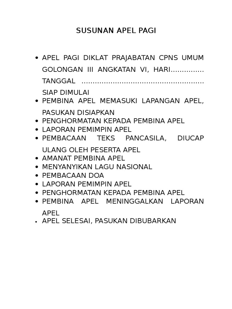 Susunan Apel Pagi | PDF