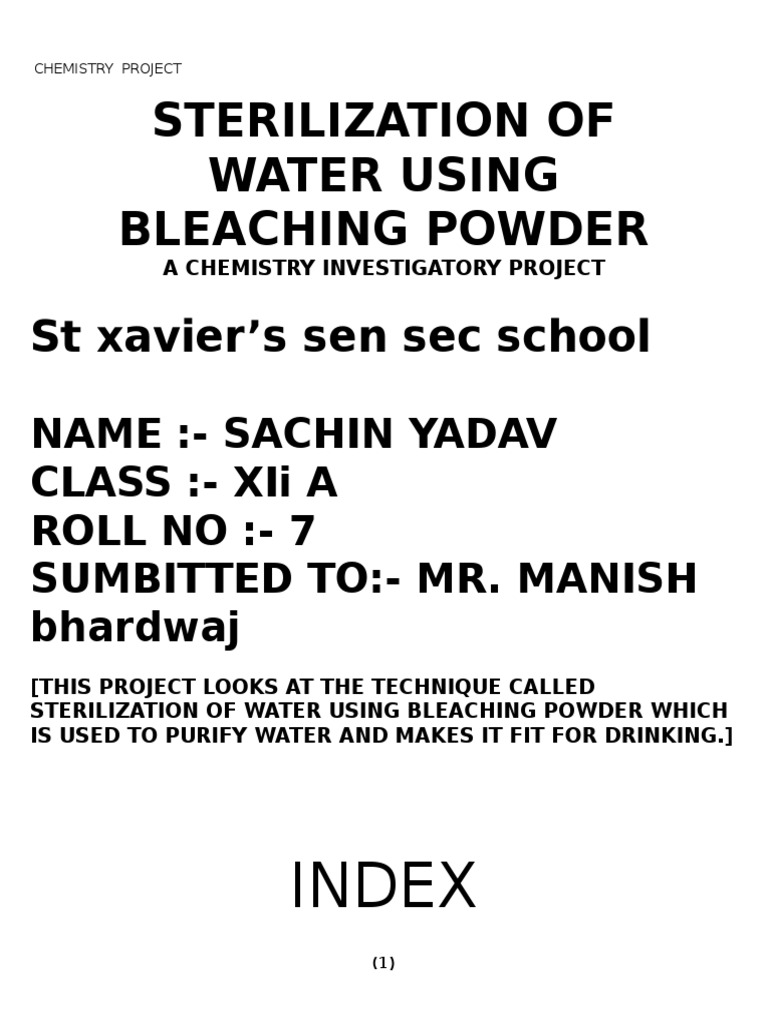 Water Sterilization with Bleach | PDF | Water Purification | Bleach