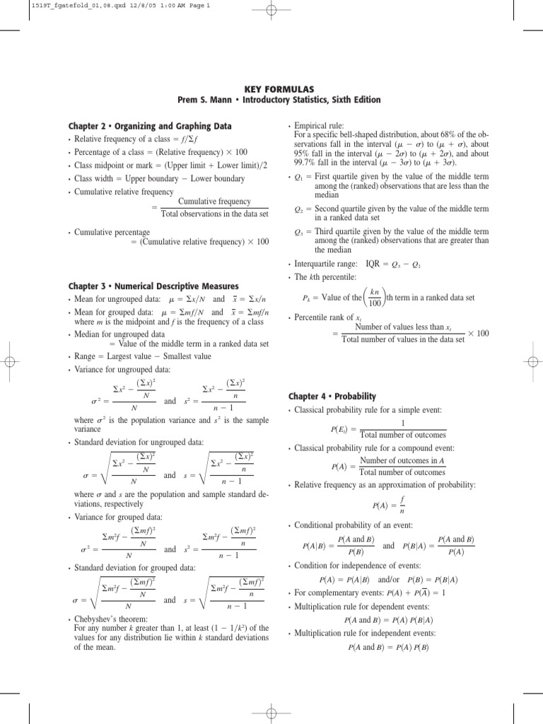 Formulacard PDF | PDF | Errors And Residuals | Standard Deviation
