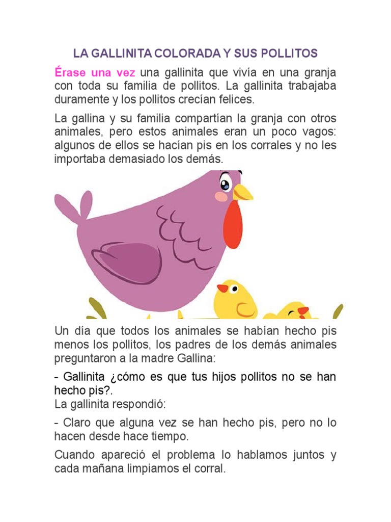 La Gallinita Colorada y Sus Pollitos | PDF