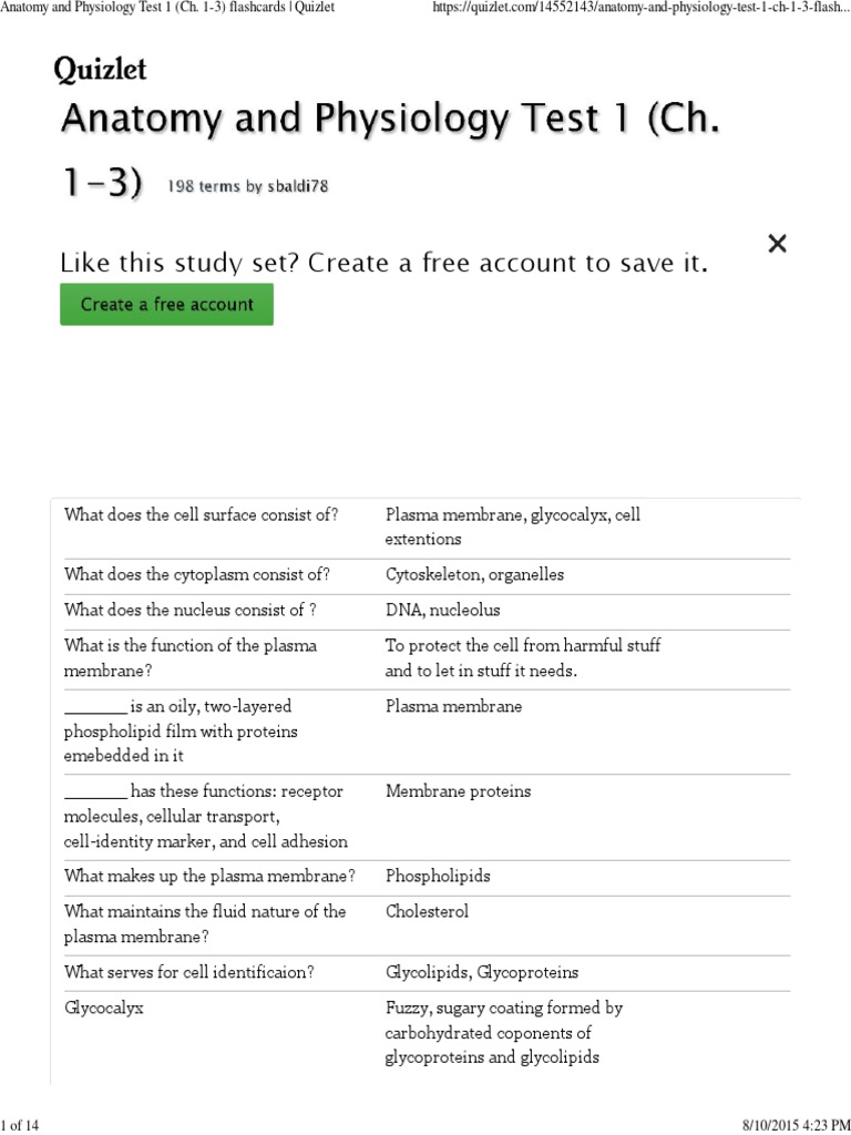 Anatomy & Physiology Test 1 Flashcards | PDF | Chemical Bond | Ion