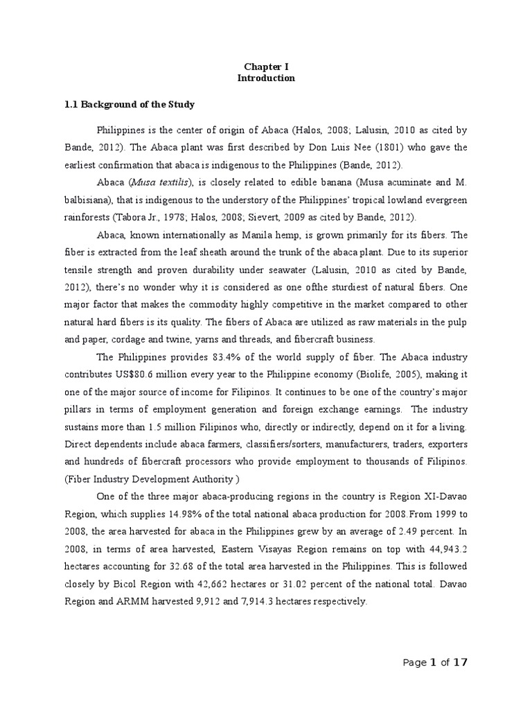 Analysis of The Supply Chain of Abaca Fiber in Toril, Davao City | PDF ...