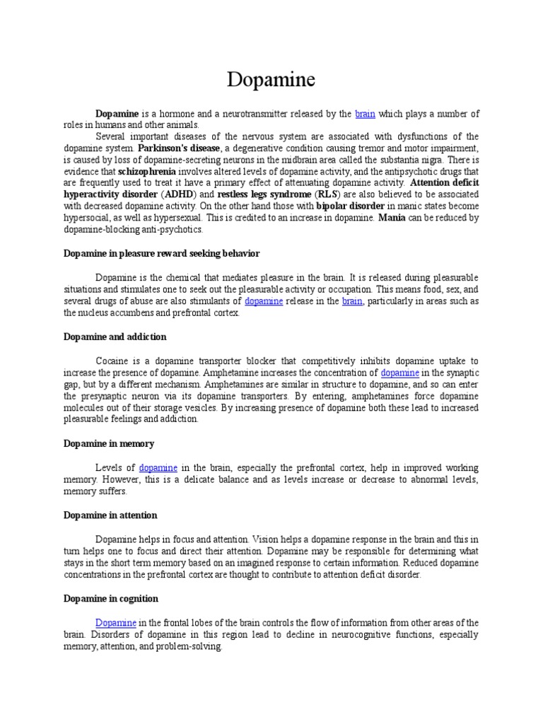 Dopamine | PDF | Dopamine | Attention Deficit Hyperactivity Disorder