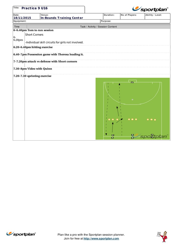 U16 Practice Plan for In-Bounds Training | PDF
