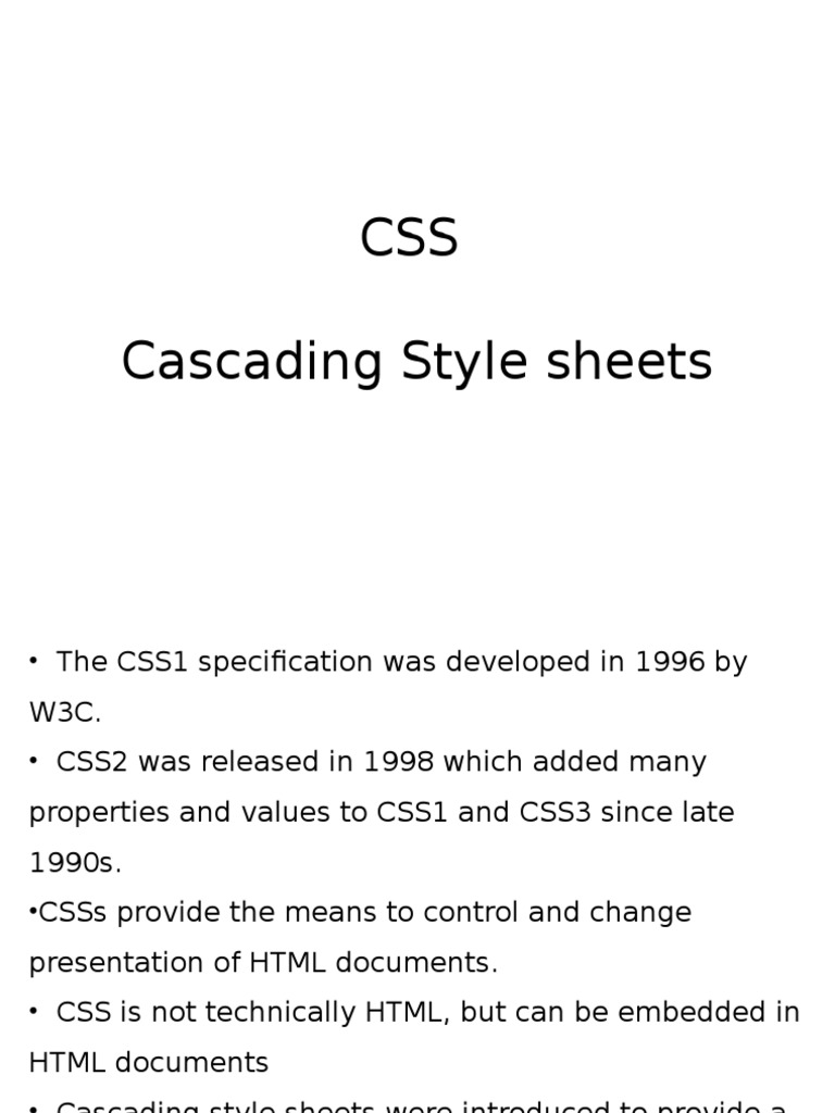 CSS Guide: A Concise Overview of Cascading Style Sheets | PDF | Cascading Style Sheets | Html ...