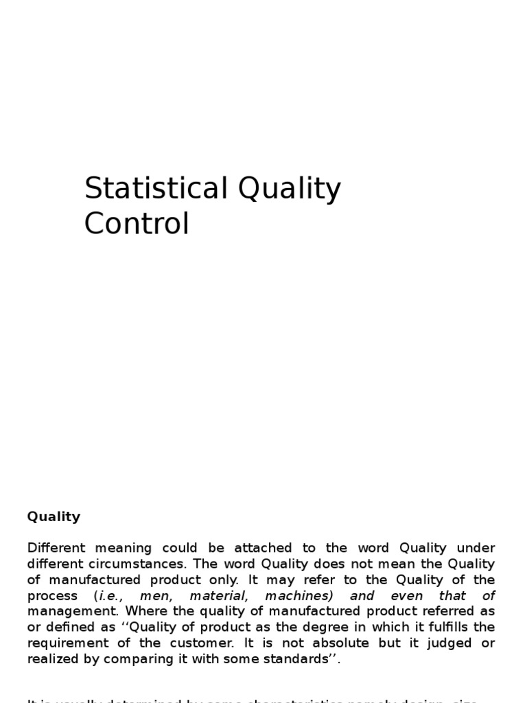 Statistical Quality Control Overview | PDF | Statistics | Evaluation ...