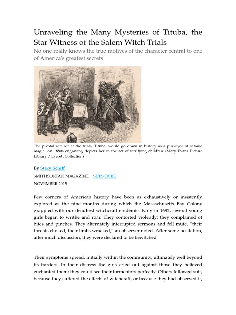 Unraveling The Many Mysteries of Tituba, The Star Witness of The Salem ...