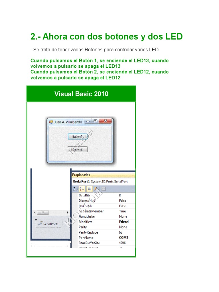 2.-Ahora Con Dos Botones y Dos LED: Visual Basic 2010 | PDF | Visual ...